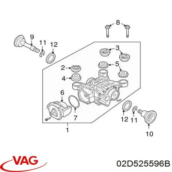02D525596B VAG Сальник раздаточной коробки задний выходной