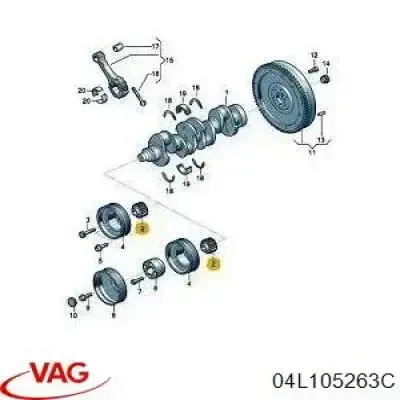 04L105263C VAG Звездочка-шестерня привода коленвала двигателя