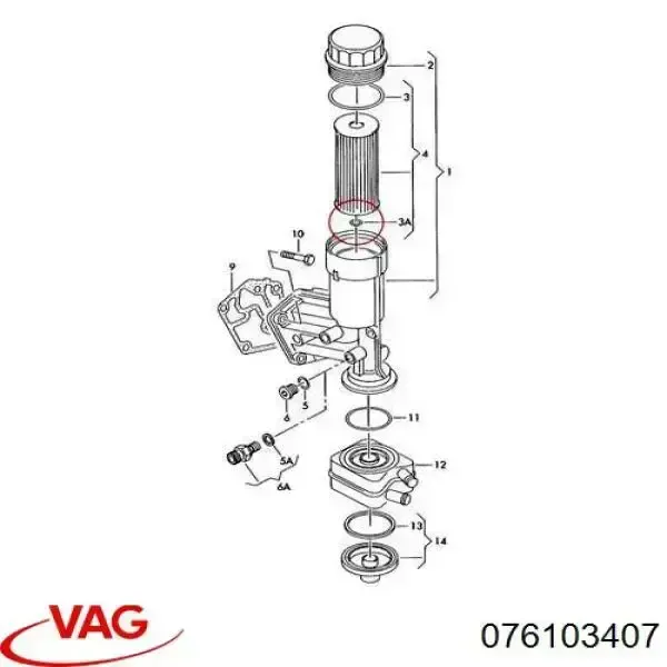 076103407 VAG Заглушка ГБЦ/блока цилиндров