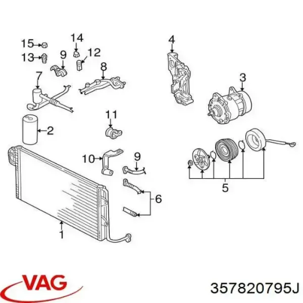 357 820 795 J VAG Клапан заправки кондиционера