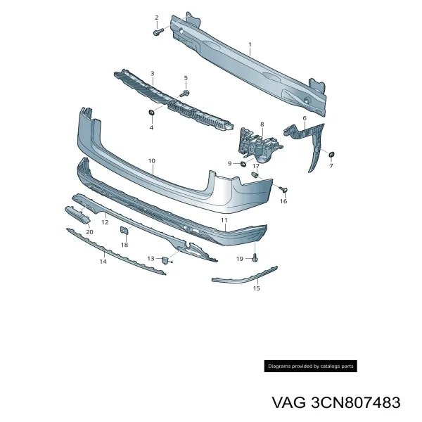 3CN807483 VAG Кронштейн бампера заднего левый