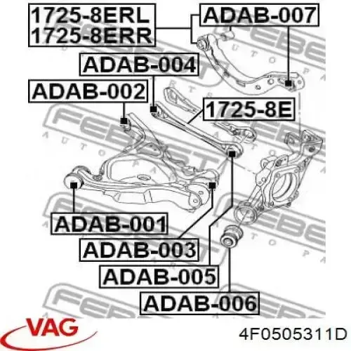 4F0505311D VAG Рычаг задней подвески нижний левый