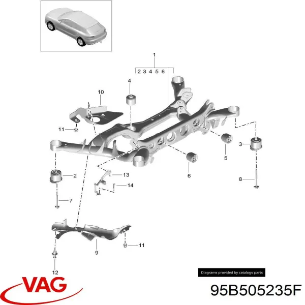 95B505235F VAG Балка задней подвески (подрамник)