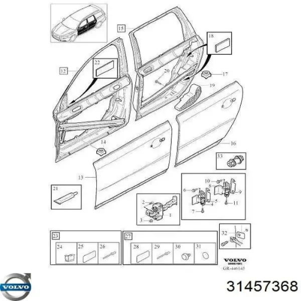 31457368 Volvo Петля двери передней