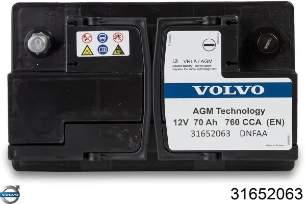Аккумулятор Volvo 31652063 купить на AvtoPro