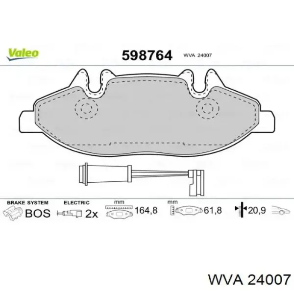 24007 WVA Колодки тормозные передние дисковые