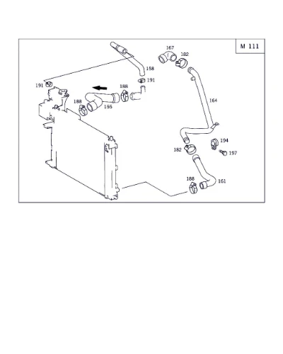 Нижний шлаг радиатора охлаждения Мерседес-бенц Вито 638 купить в Украине