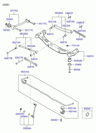 Болт заднего продольного рычага (развальный) на Хундай Туксон 1 JM ...